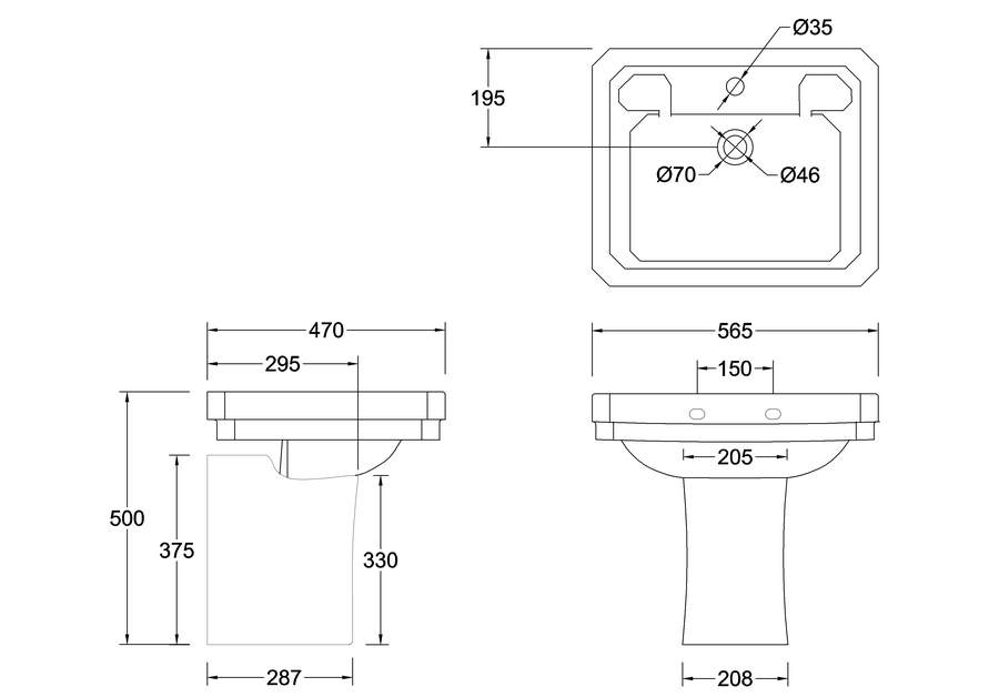 Victorian 56cm basin | BB Whitebook
