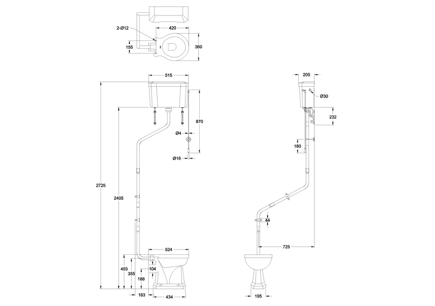 High Level Angled Flush WC | BB Whitebook