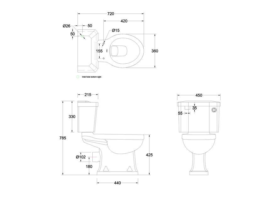 Rimless Close Coupled Pan with cistern | BB Whitebook